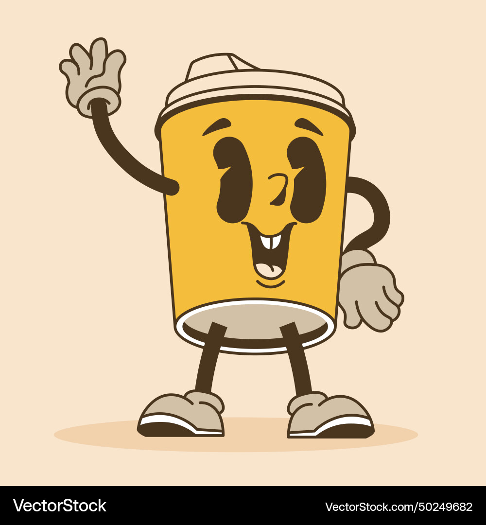 Cardboard cup with lid cartoon character emoticon Vector Image