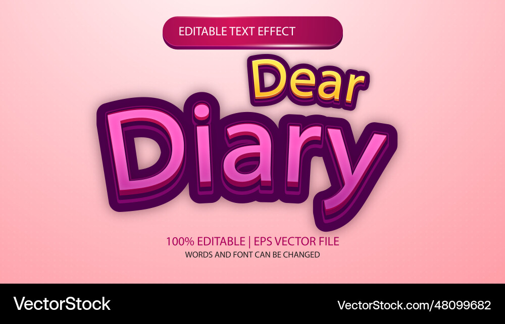 Diary Text Effect - Comic Game Title Royalty Free Vector