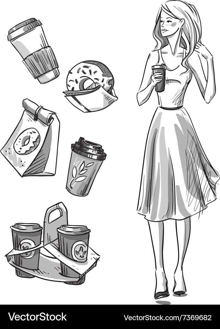 Girl having a snack Royalty Free Vector Image - VectorStock