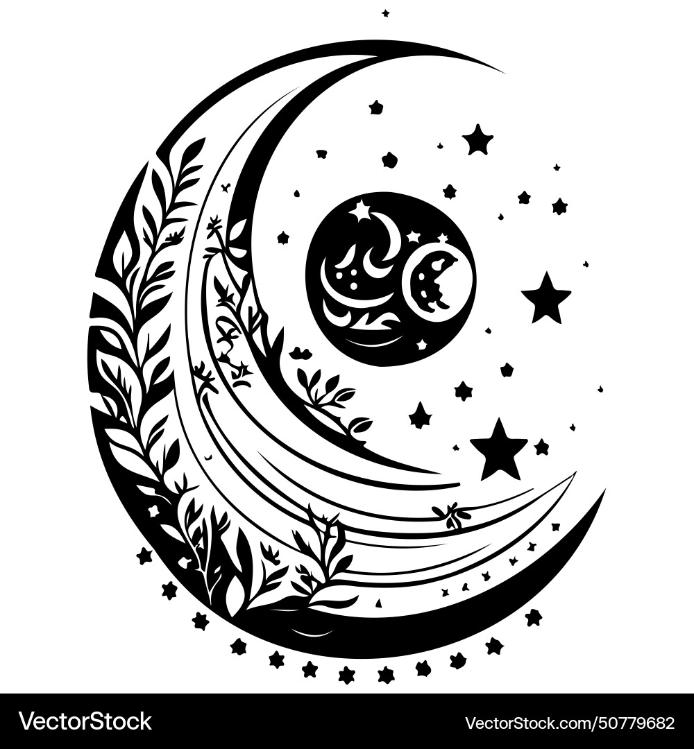 Moon star ramadan arabic islamic sketch draw Vector Image