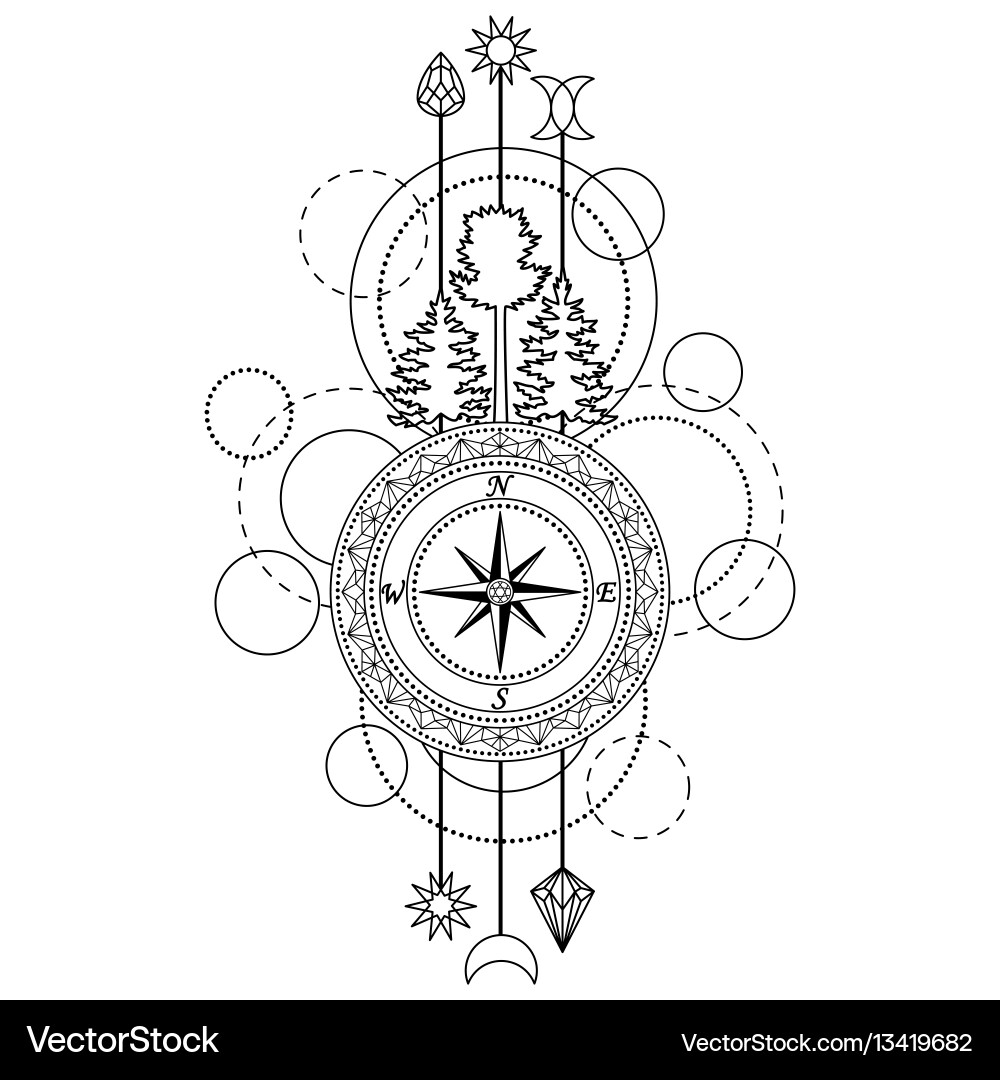 Outline compass symbol Royalty Free Vector Image