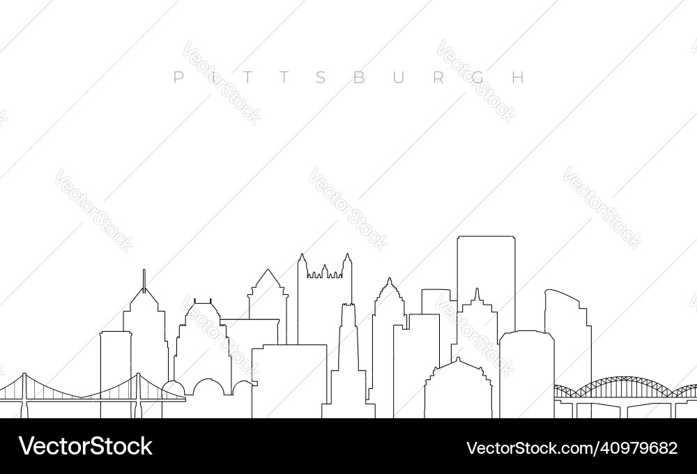 Pittsburgh Skyline Outline Royalty Free Vector Image