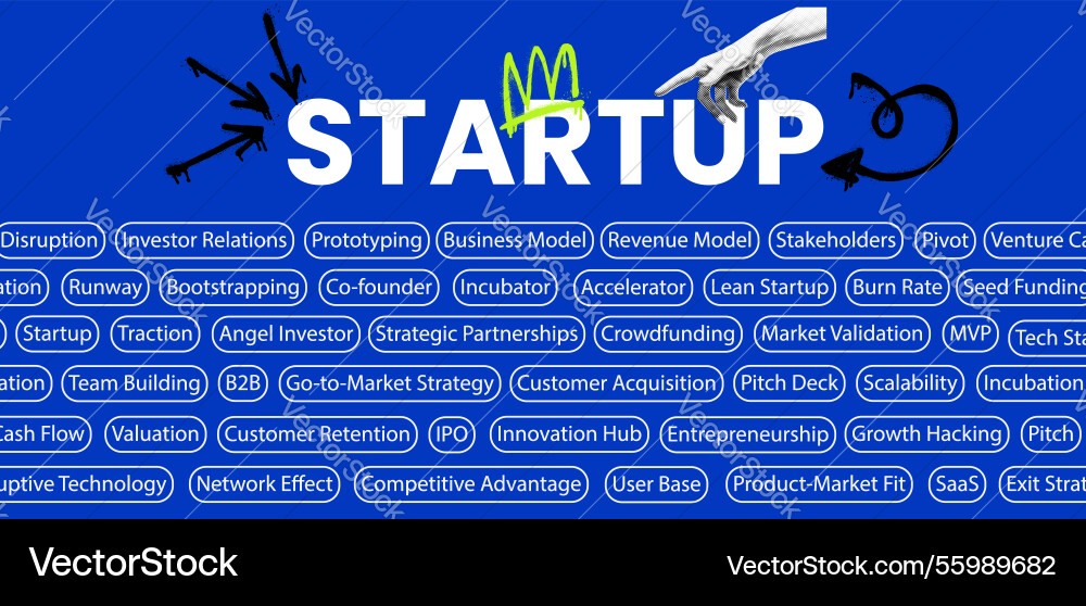 Startup banner collage disruption and innovation Vector Image