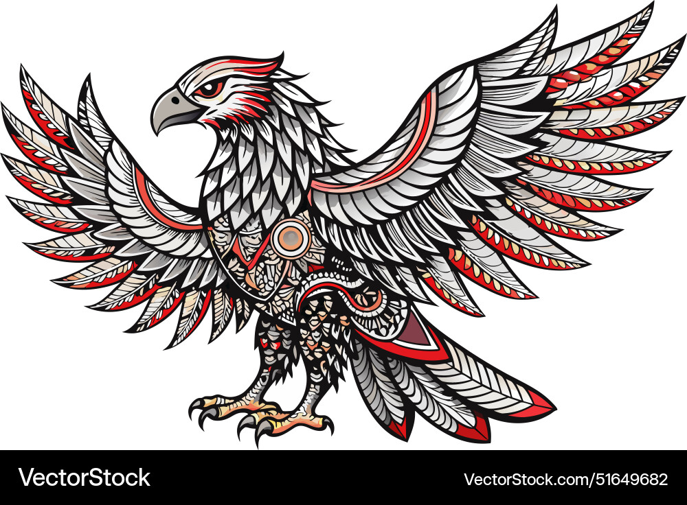Zentangle eagle for coloring page b Royalty Free Vector