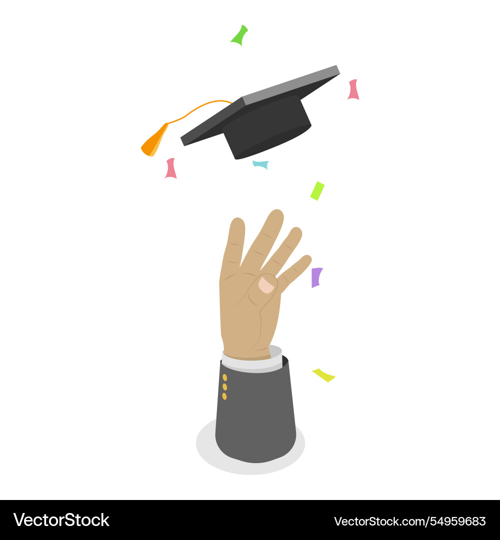 3d isometric flat set of graduate students Vector Image