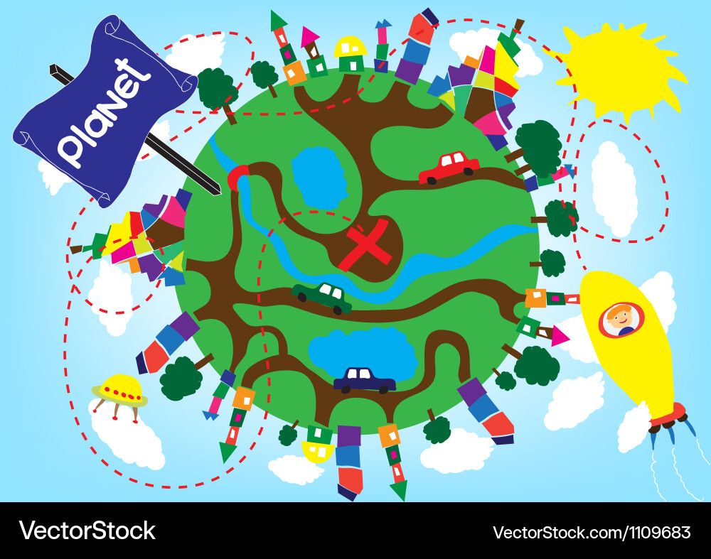 Cartoon planet Royalty Free Vector Image - VectorStock