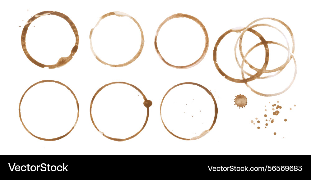 Coffee or tea stain drink cup rings Royalty Free Vector