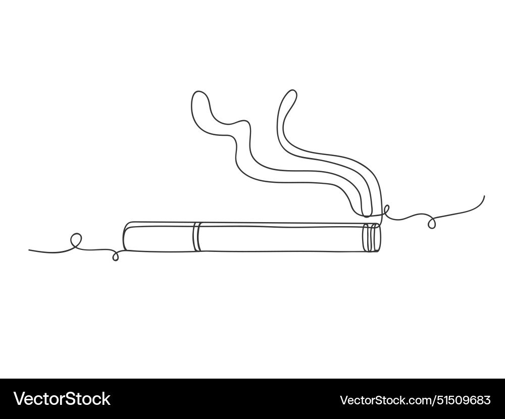 Continuous one line art smoking cigaret isolated Vector Image