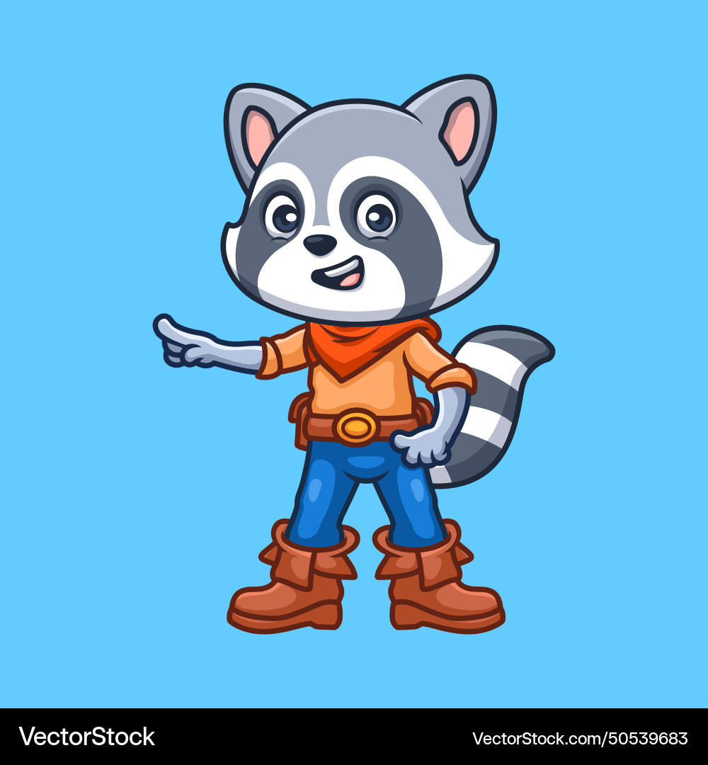 Cowboy raccoon cartoon Royalty Free Vector Image
