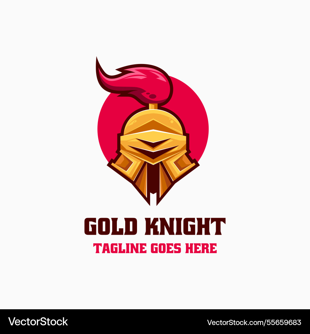 Gold knight simple mascot logo Royalty Free Vector Image