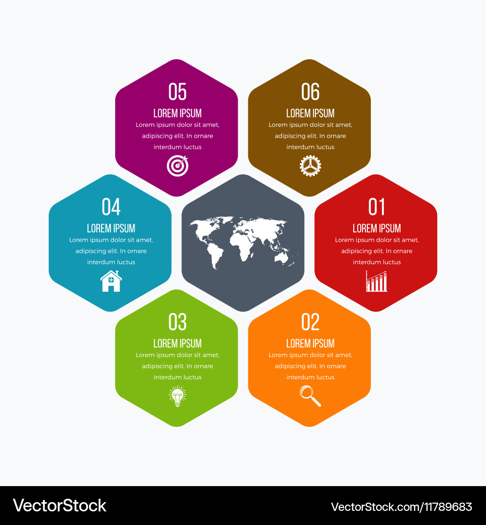 Infografiken sechs Sechser Lizenzfreies Vektorbild