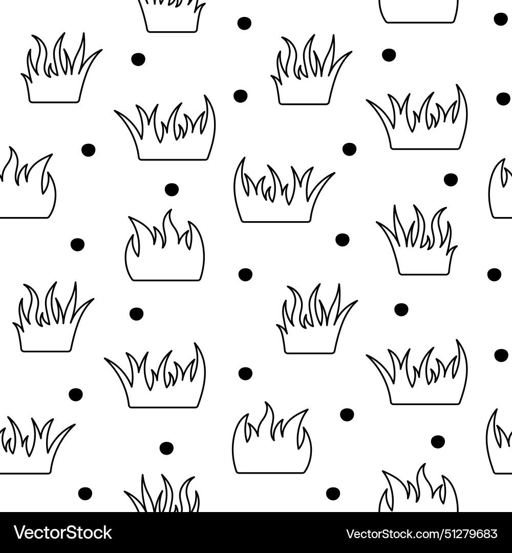 Lawn grass seamless pattern coloring page Vector Image