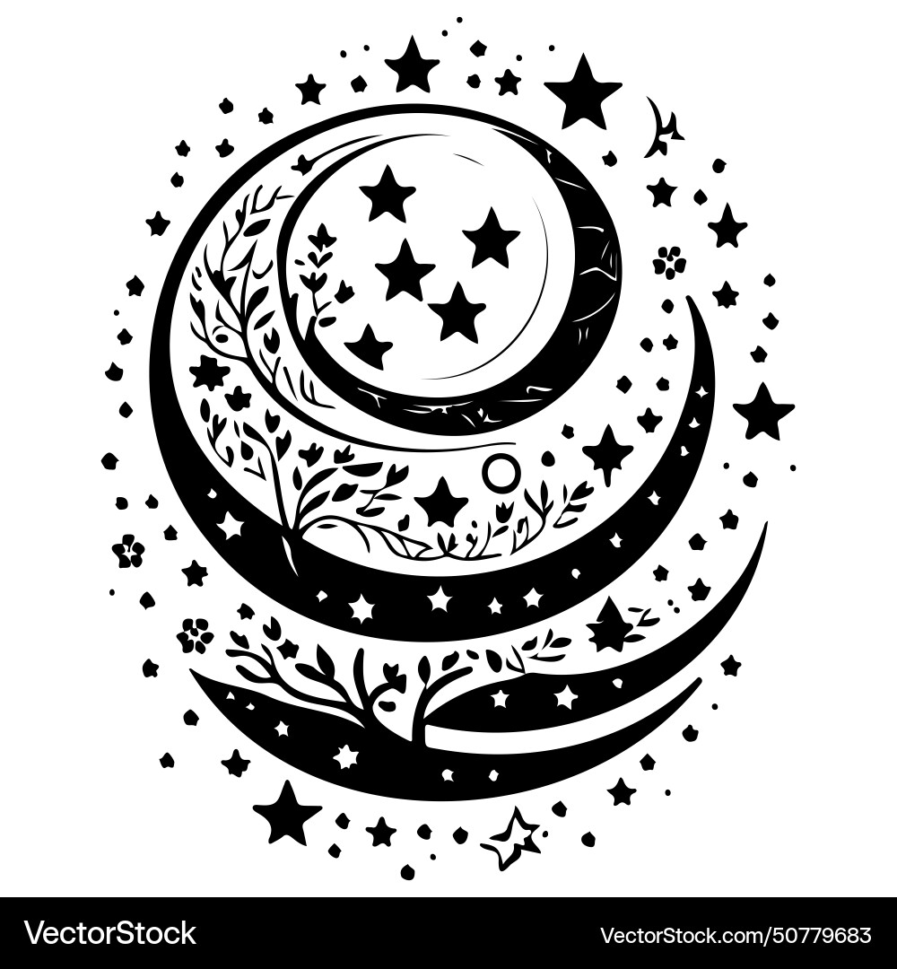 Moon star ramadan arabic islamic sketch draw Vector Image