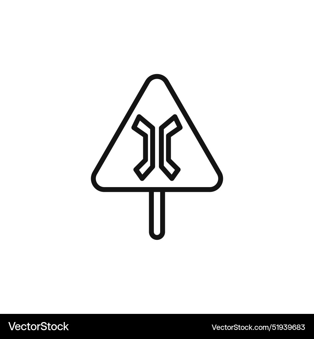 Narrow bridge ahead icon logo sign outline Vector Image