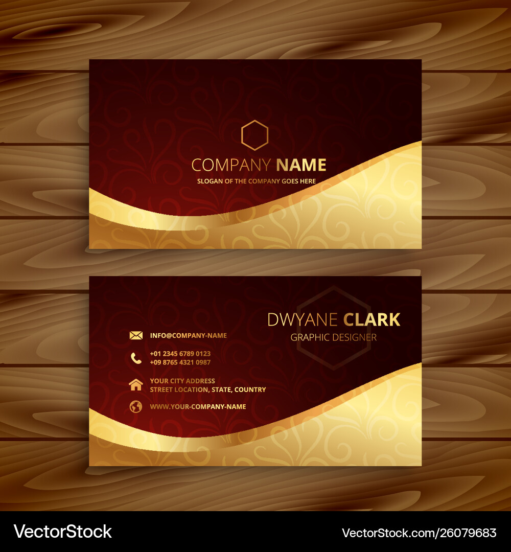 Premium golden business card design Royalty Free Vector