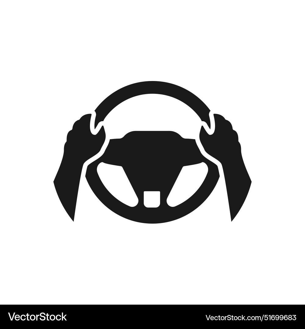 Steering wheel icon hands Royalty Free Vector Image