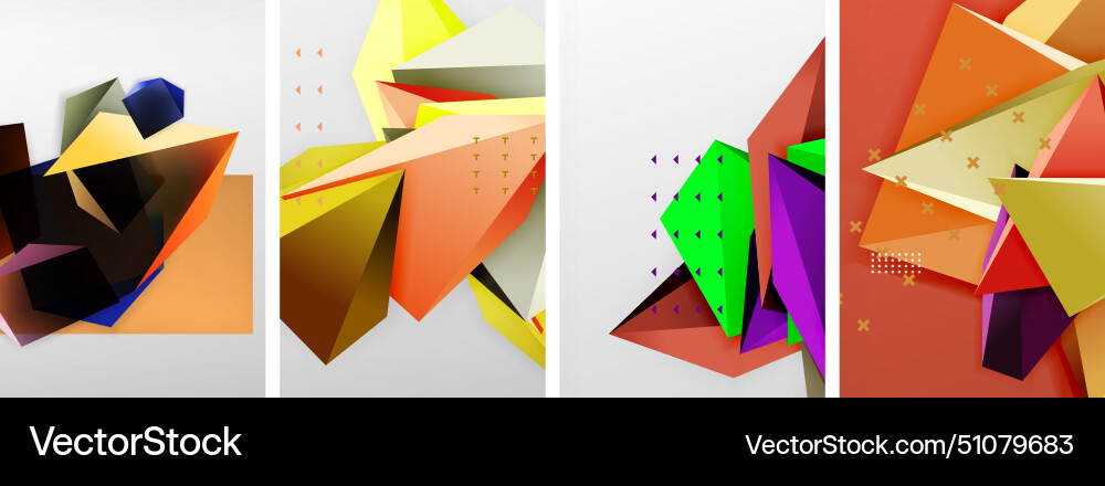 Symmetrical patterns of colorful geometric shapes Vector Image