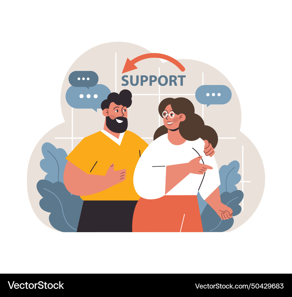 Two diverse colleagues share a supportive moment Vector Image