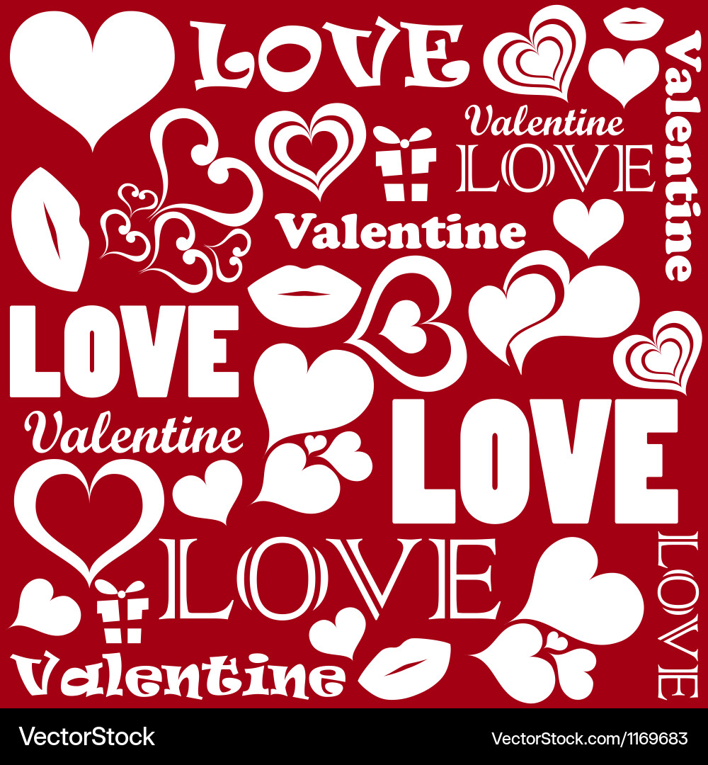 Valentine pattern with love symbols Royalty Free Vector