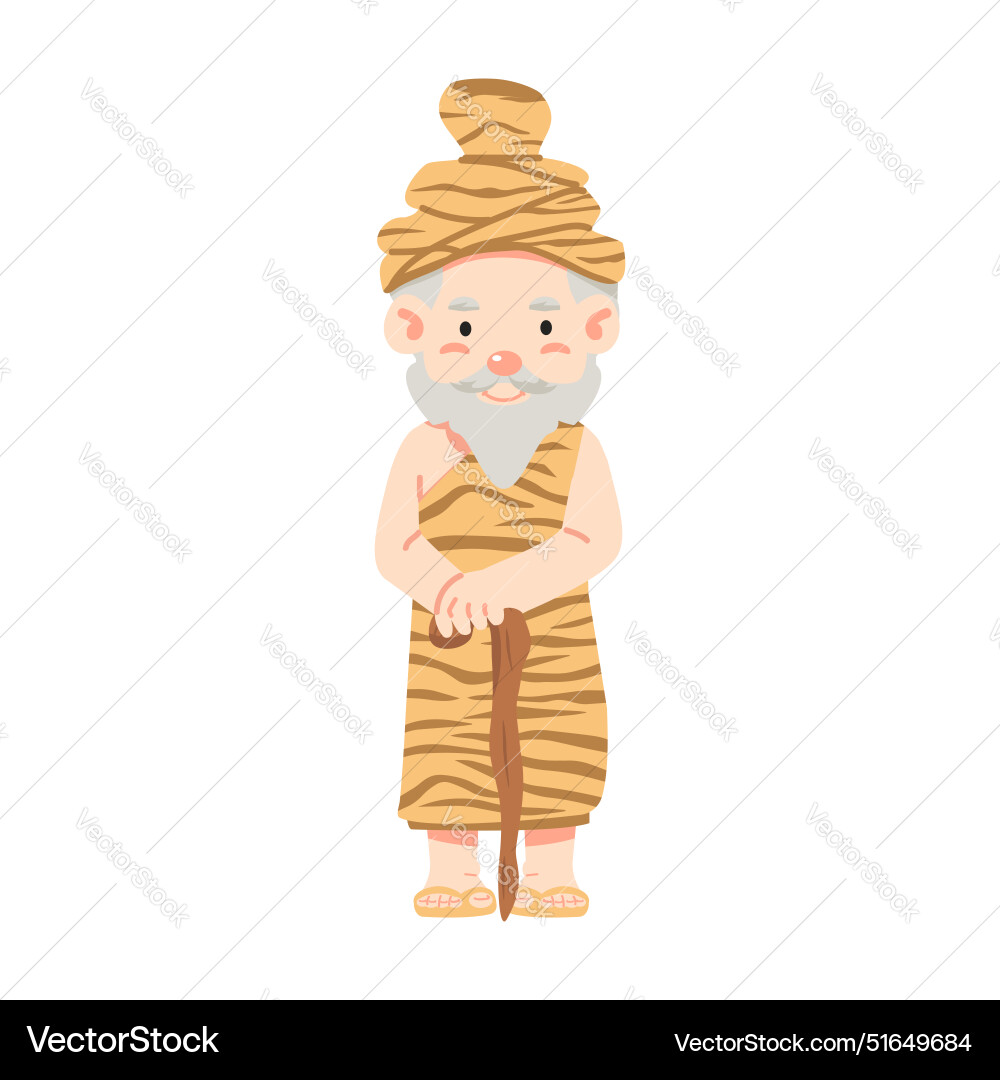 An old hermit holding a staff Royalty Free Vector Image