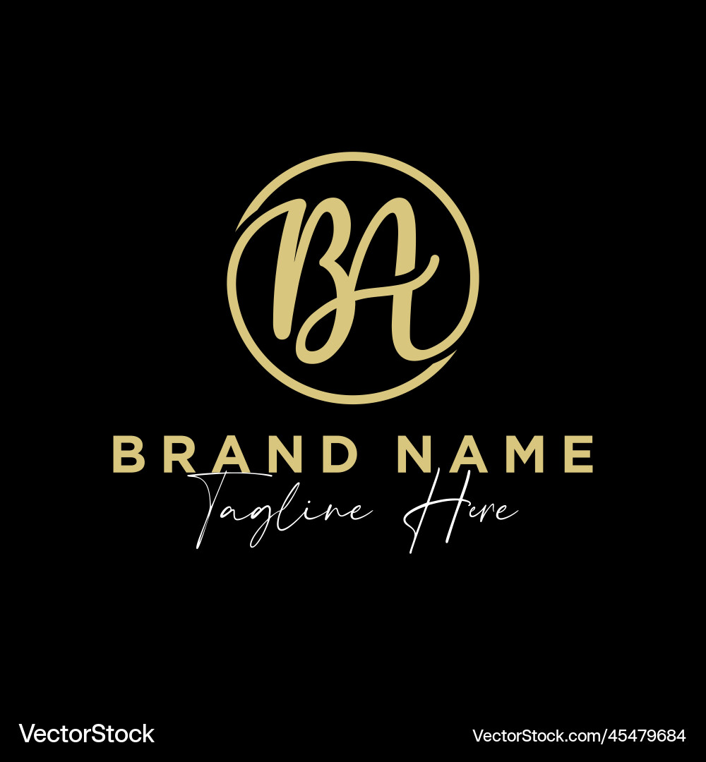 Ba monogram letter elegant logo Royalty Free Vector Image