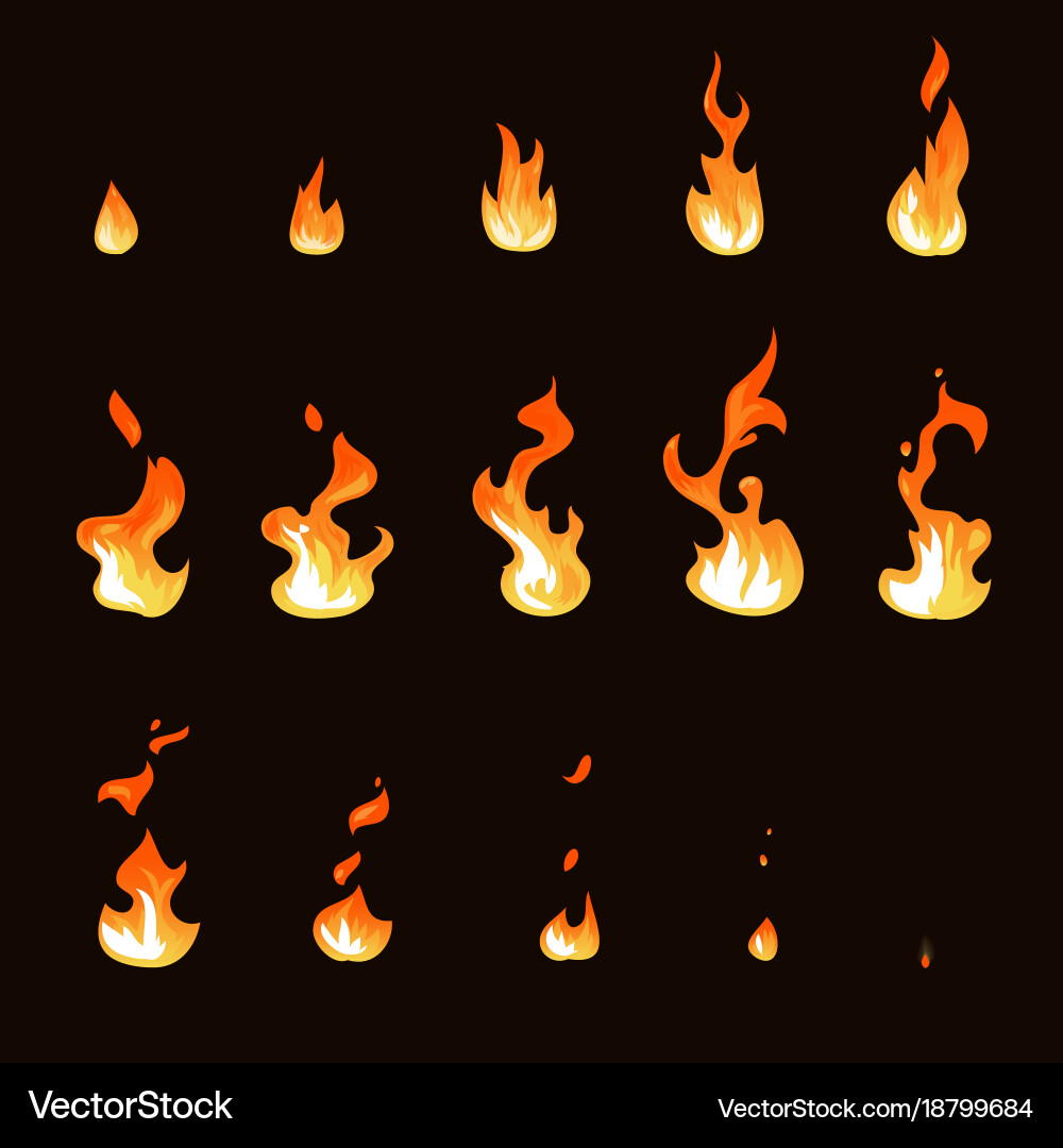 Cartoon fire flame sheet sprite animation Vector Image