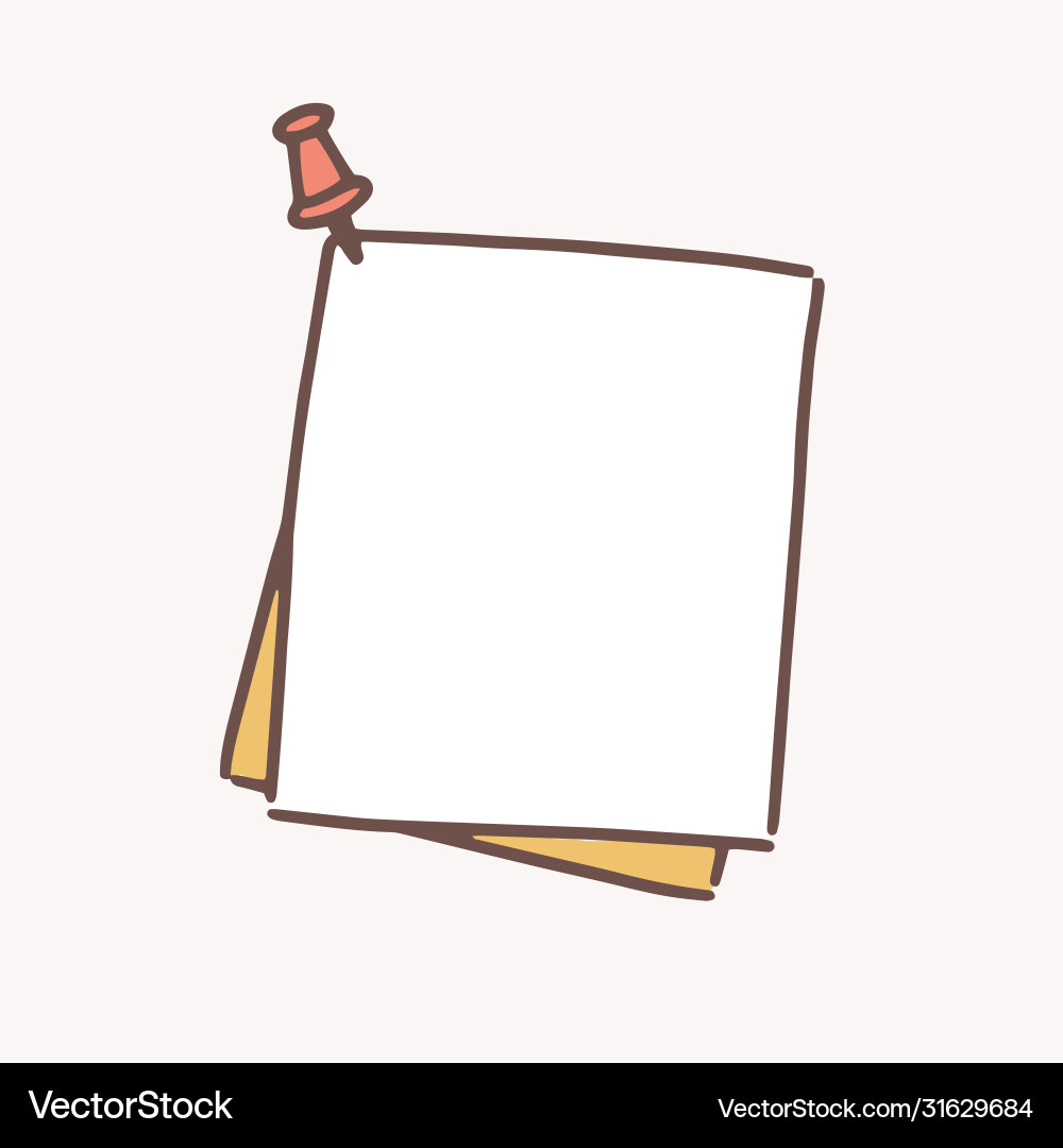 Clean hand drawn paper sheet attached with drawing