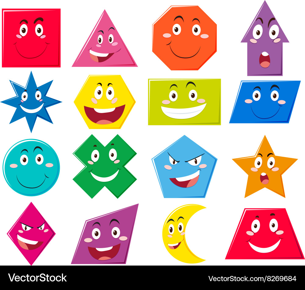 Different shapes with facial expressions Vector Image