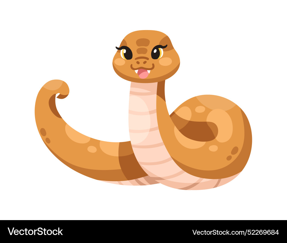 Funny snake cute happy python joyful excited Vector Image