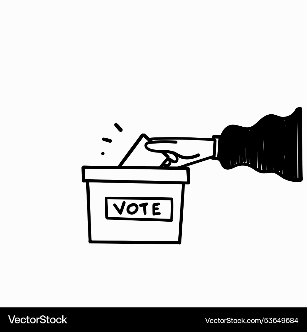 Hand drawn doodle election vote ballot box Vector Image