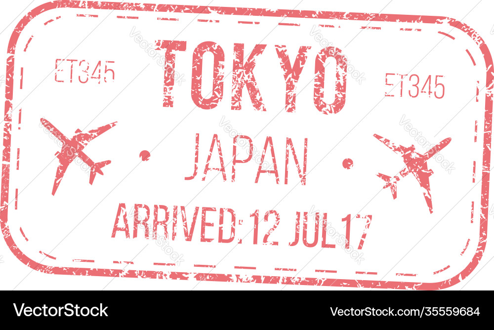 Japan border control seal isolated visa stamp Vector Image