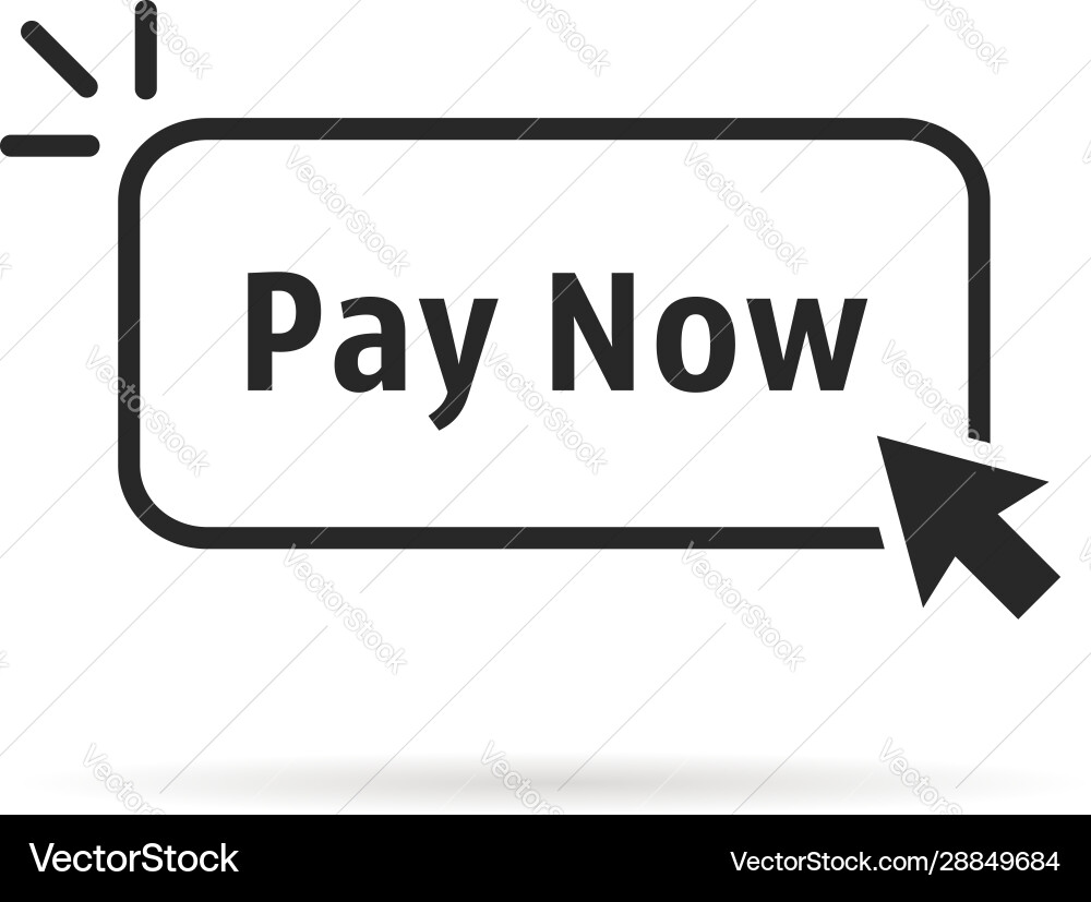 Linear simple black pay now button Royalty Free Vector Image