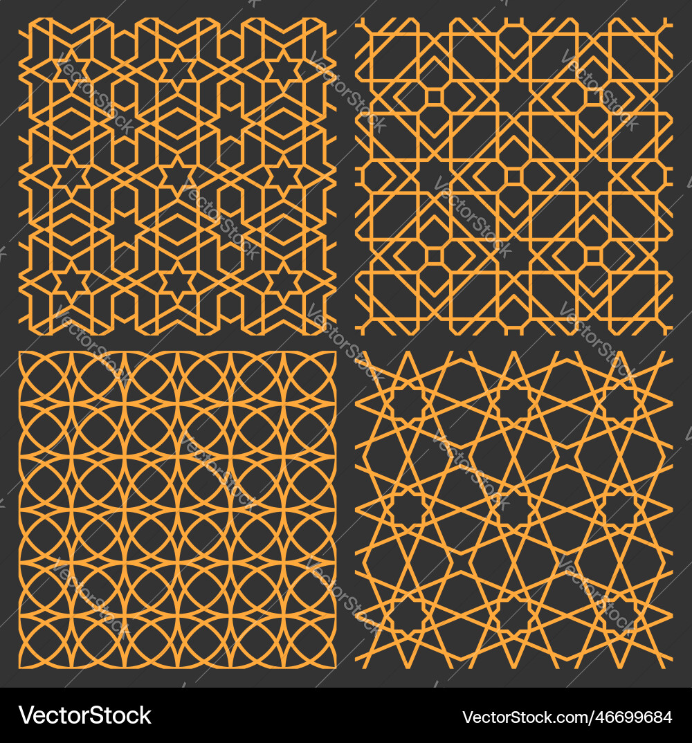 Mashrabiya arabesque arabic seamless patterns set Vector Image