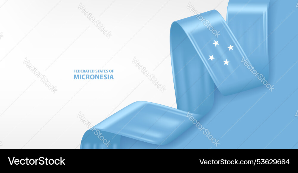 Micronesia 3d ribbon flag Royalty Free Vector Image