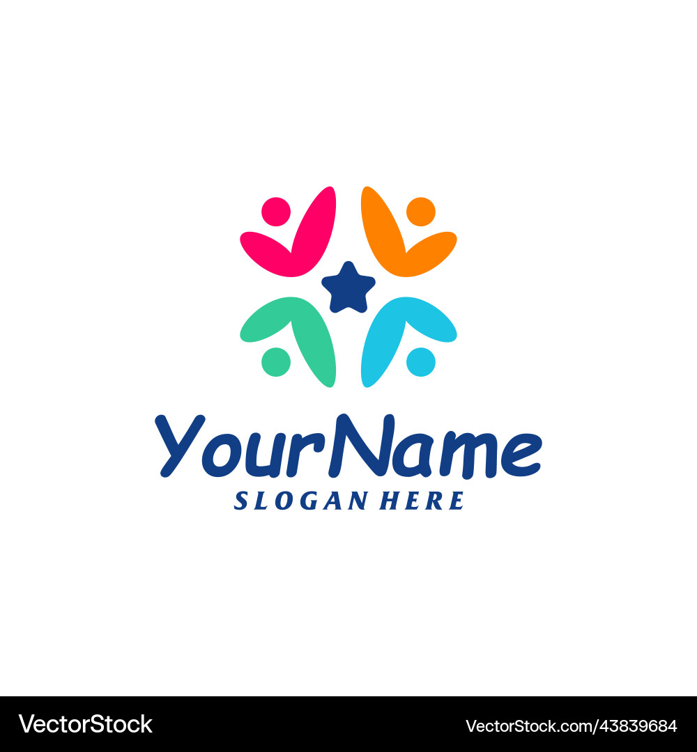 Star kids logo design template child concept Vector Image