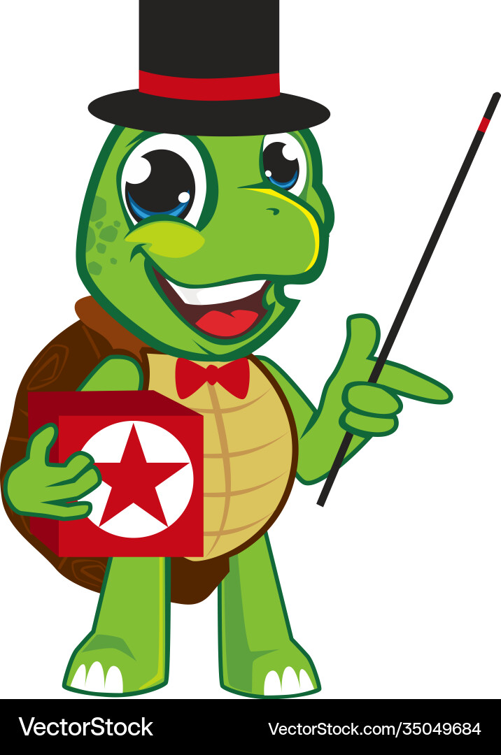 Turtle magician mascot cartoon Royalty Free Vector Image