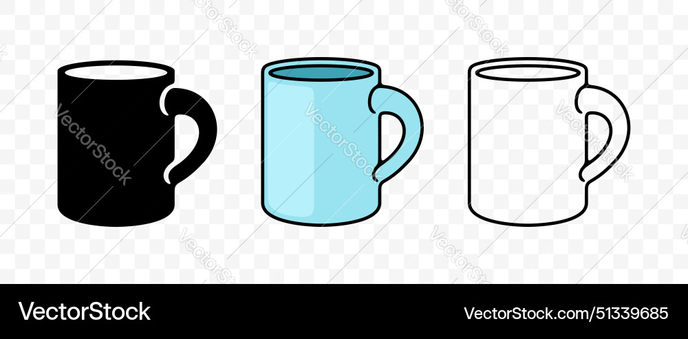 Cup and mug dinnerware tableware graphic design Vector Image