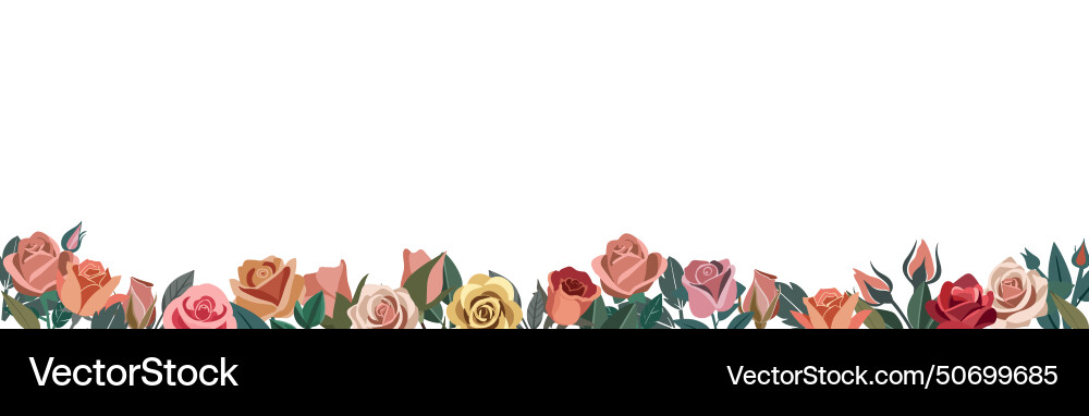 Decorative art banner border with rose flowers Vector Image
