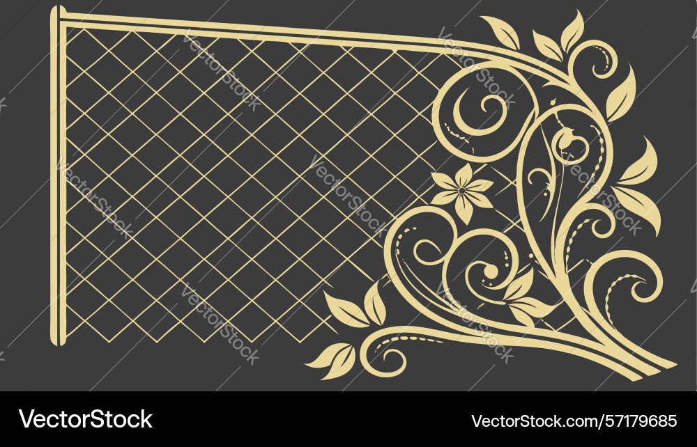 Elegant floral corner design element with lattice Vector Image