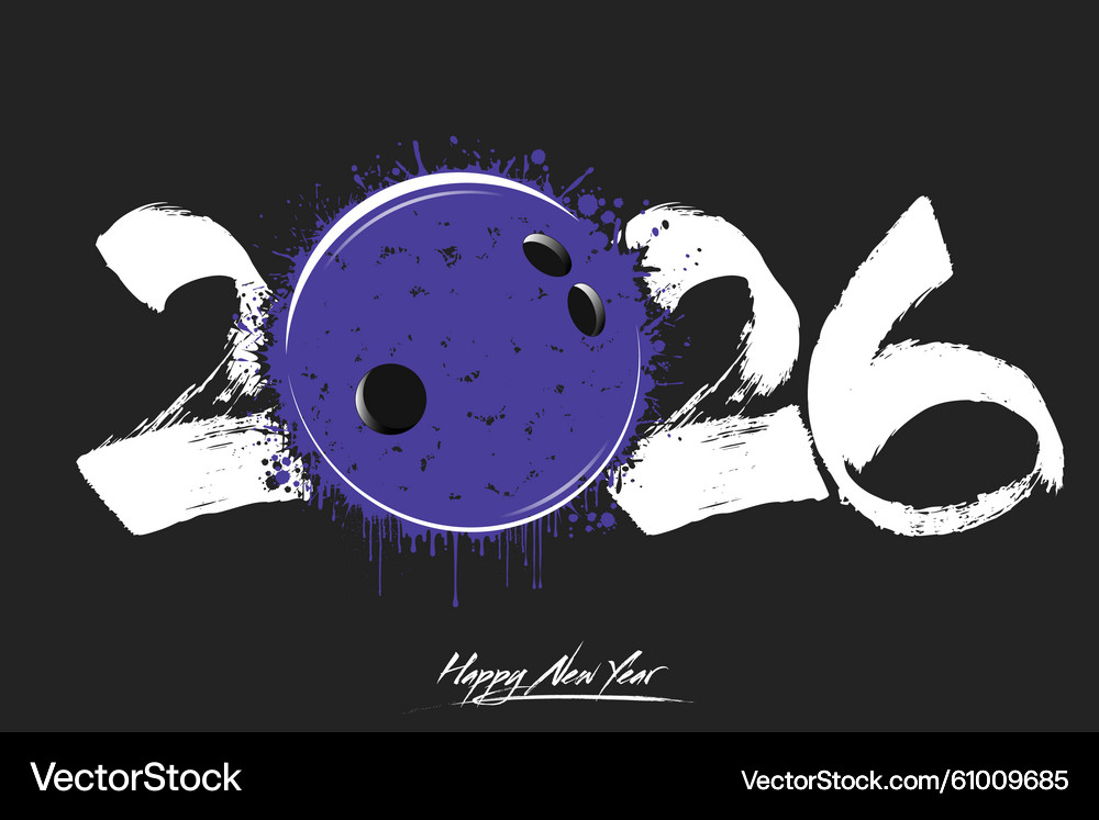 Happy New Year 2026 - Bowling Theme – Royalty-Free Vector | VectorStock