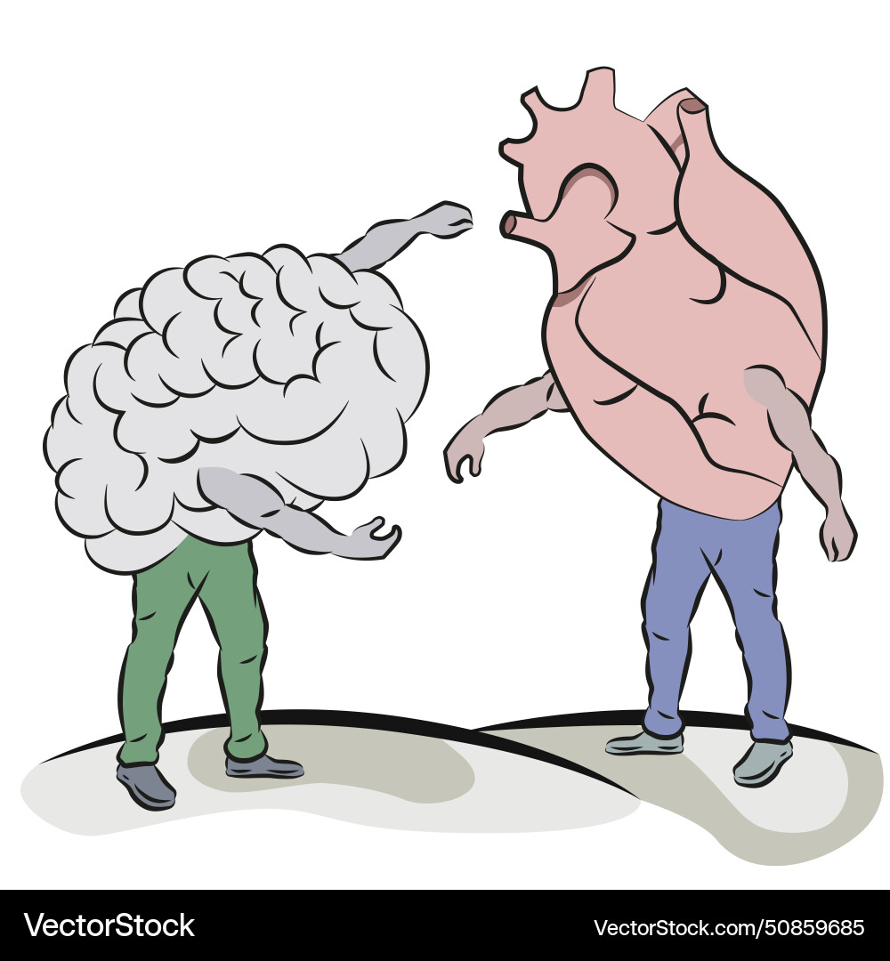 Heart and mind united emotions Royalty Free Vector Image