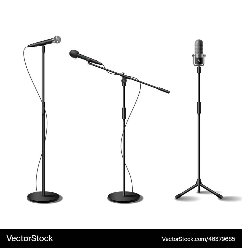 Microphone realistic set Royalty Free Vector Image