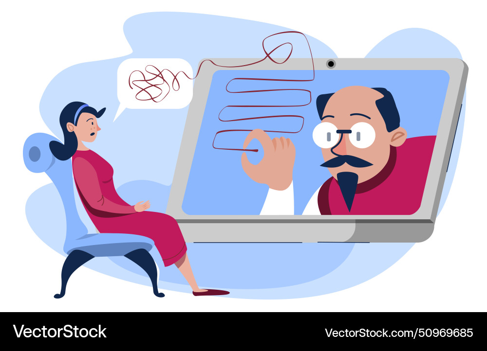 Online psychologist therapy session for patient Vector Image