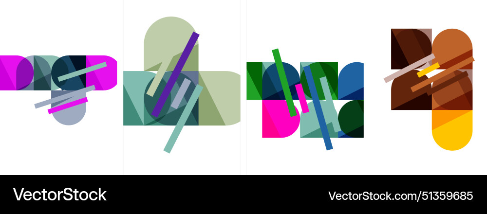 Square and round shape geometric poster set Vector Image