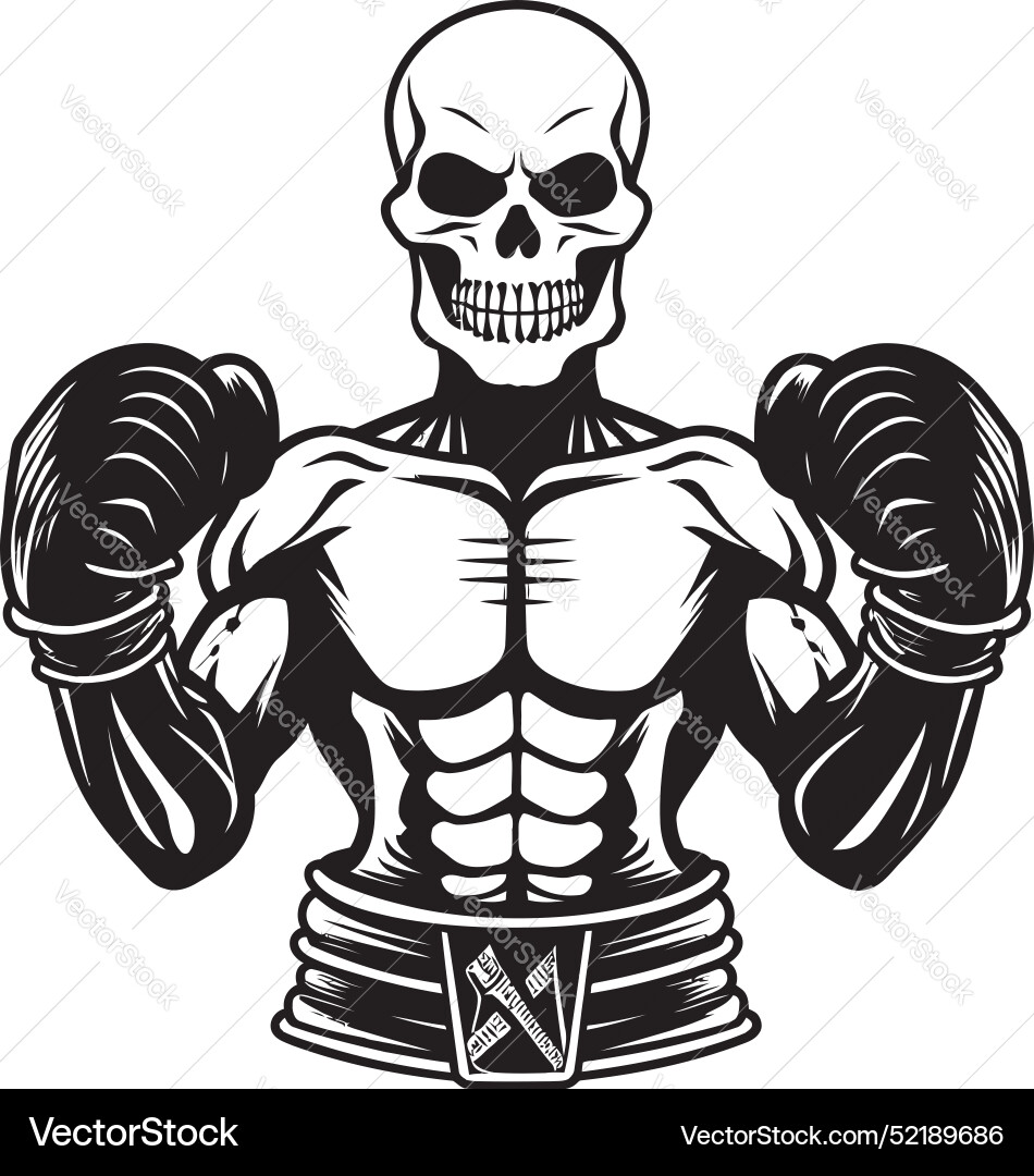 Bone cruncher skeleton boxing black logo icon Vector Image