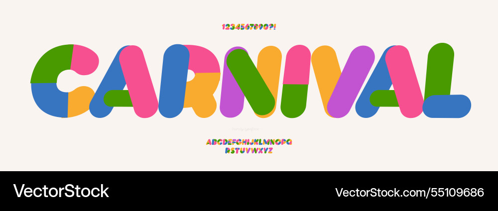 Carnival font bold colorful style Royalty Free Vector Image