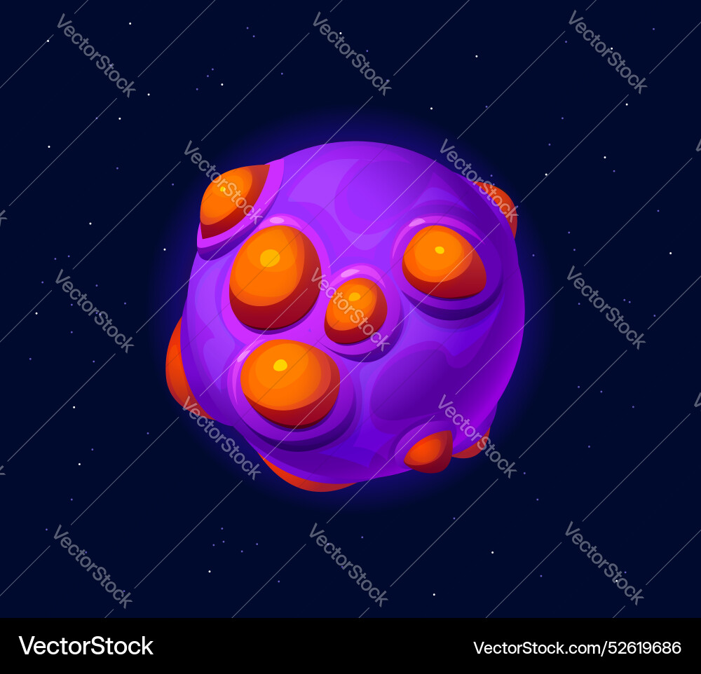 Cartoon fantasy space planet with purple surface Vector Image