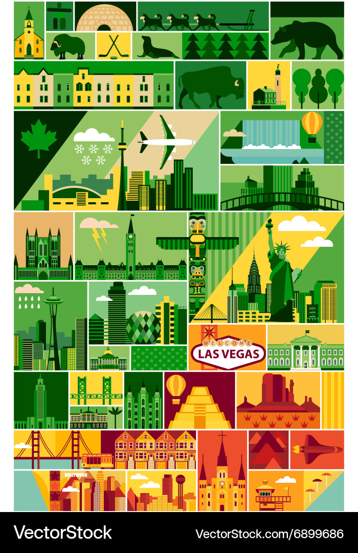 Cartoon map of north america Royalty Free Vector Image
