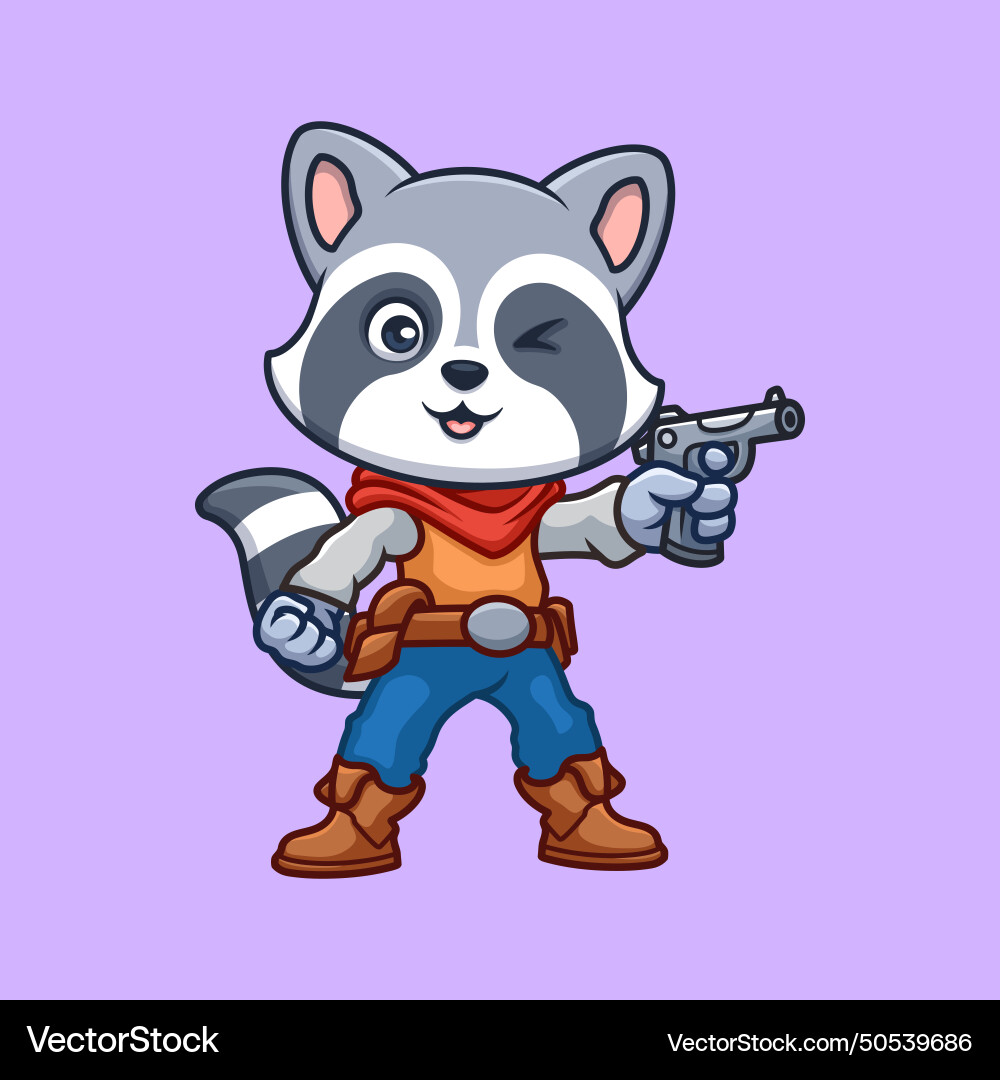 Cowboy raccoon cartoon Royalty Free Vector Image