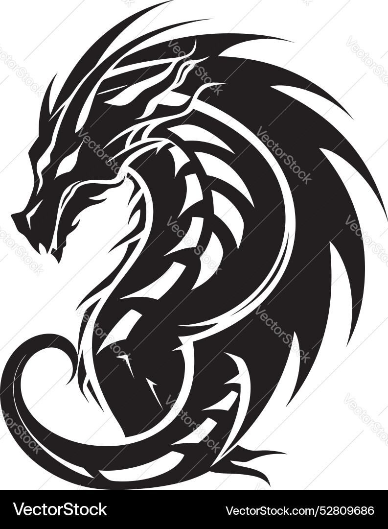 Draconic majesty dragon emblem logo eternal Vector Image